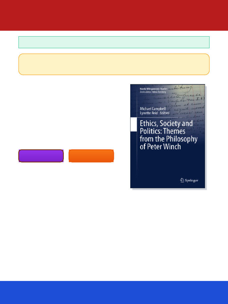 Ethics Society and Politics Themes From The Philosophy of Peter Winch ...