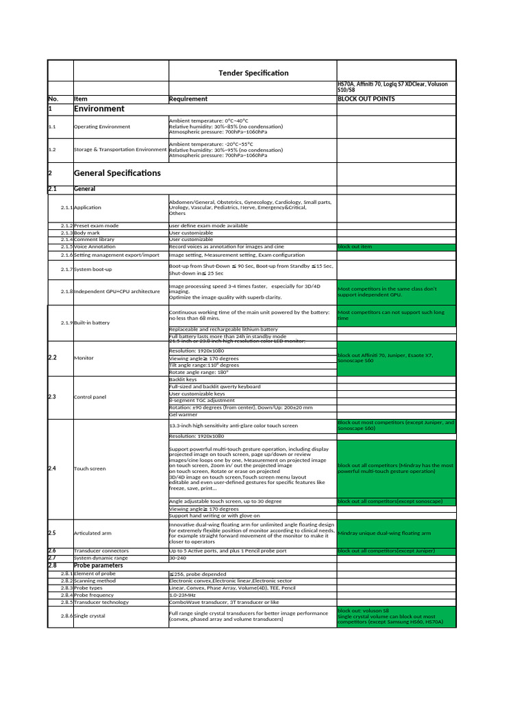 Advanced Ultrasound System Specifications | PDF | Touchscreen ...