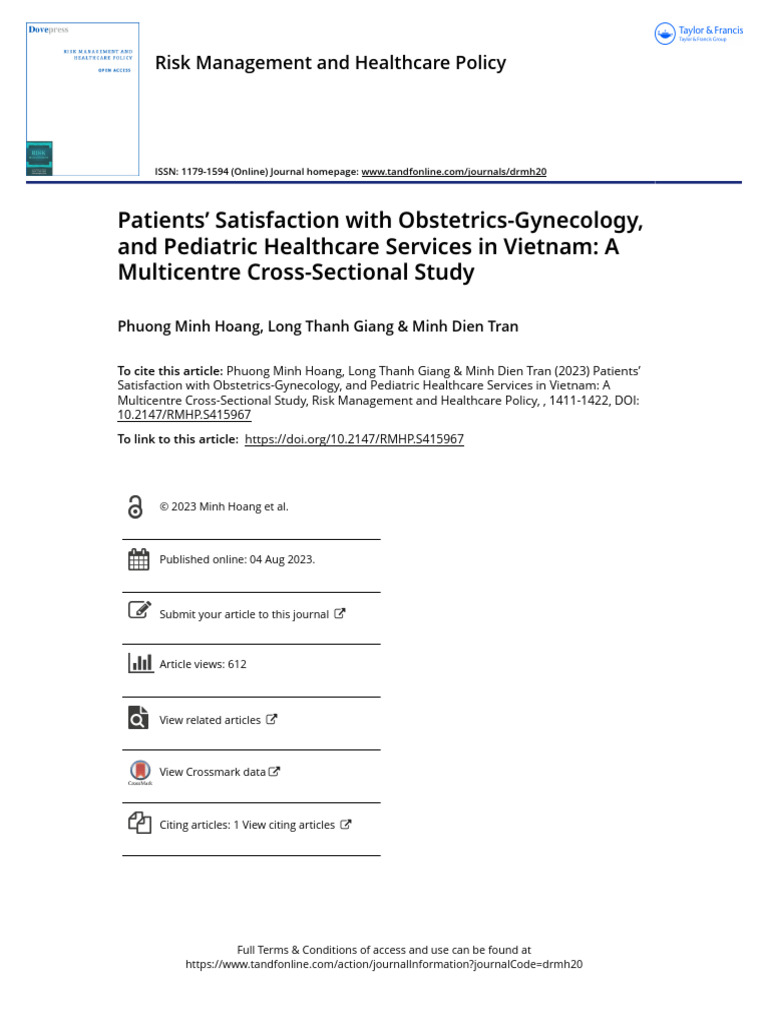 Patients Satisfaction with Obstetrics-Gynecology and Pediatric ...