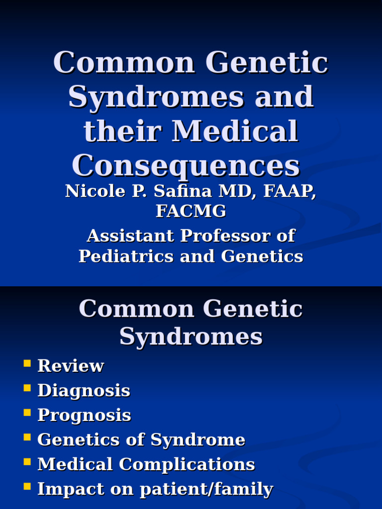 Common Genetic Syndromes Overview | PDF | Down Syndrome | Diseases And ...