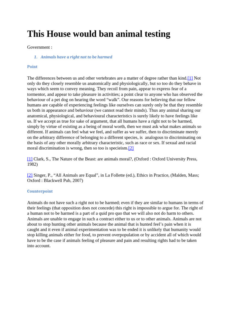 Ban on Animal Testing Debate | PDF | Animal Testing | Experiment