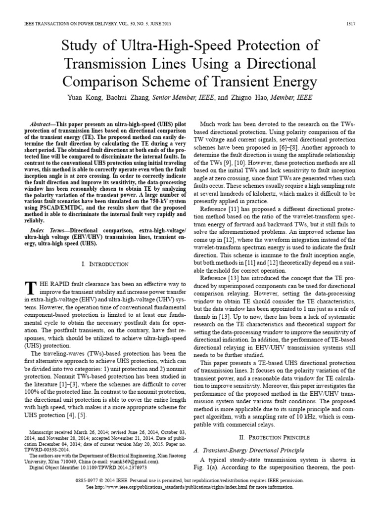 Ultra-High-Speed Transmission Line Protection | PDF | Waves | Steady State