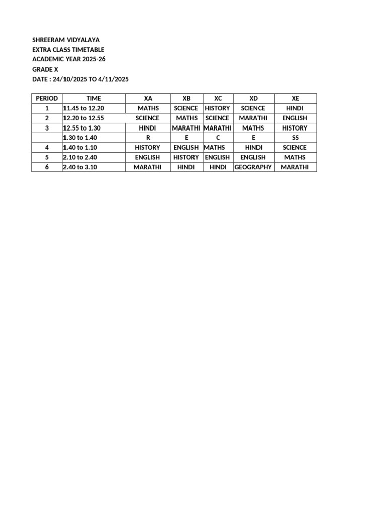 Extra Class Grade x (New) 25-26 | PDF