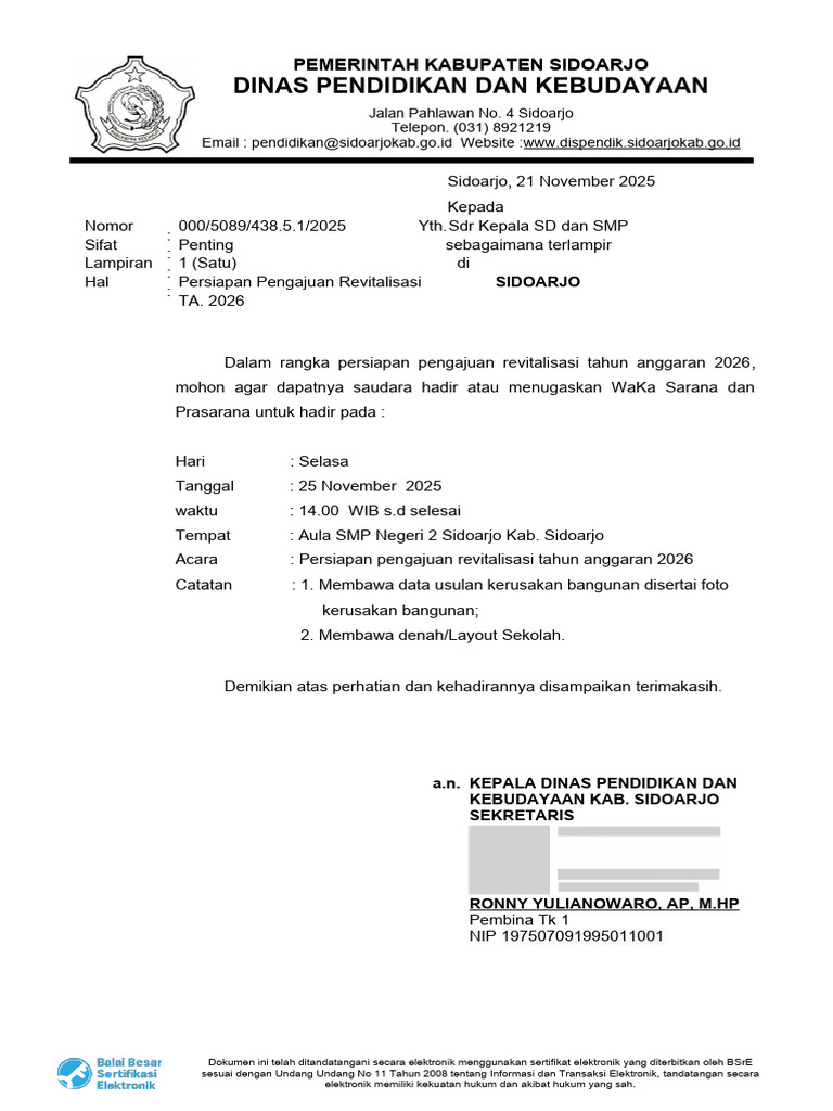 Undangan Persiapan Revit | PDF
