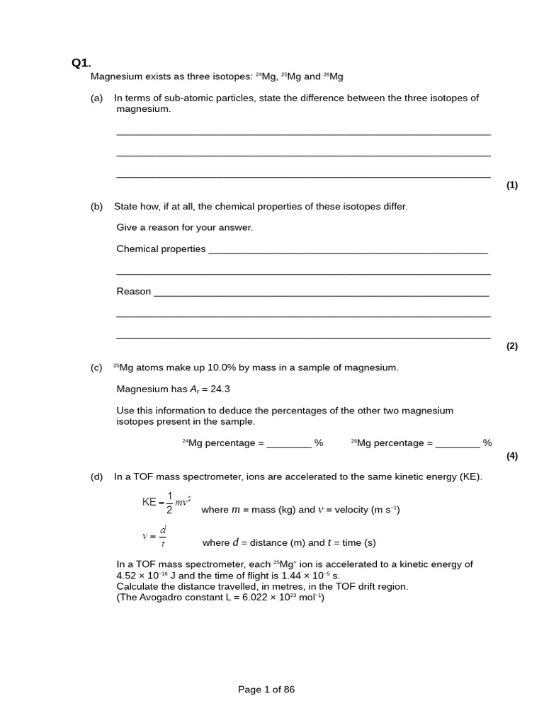 Magnesium Isotopes and Mass Spectrometry Analysis | PDF | Time Of ...