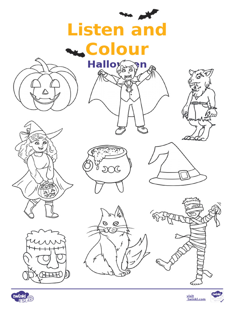 Halloween Colouring Activity for ESL | PDF