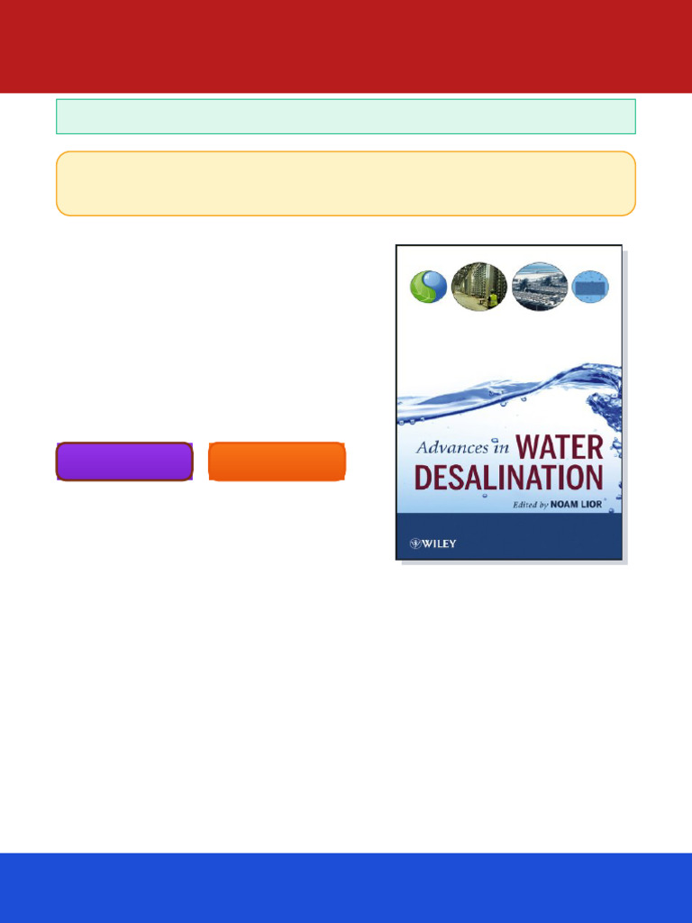 Advances in Water Desalination 1st Edition Noam Lior ebook revised 2025 ...