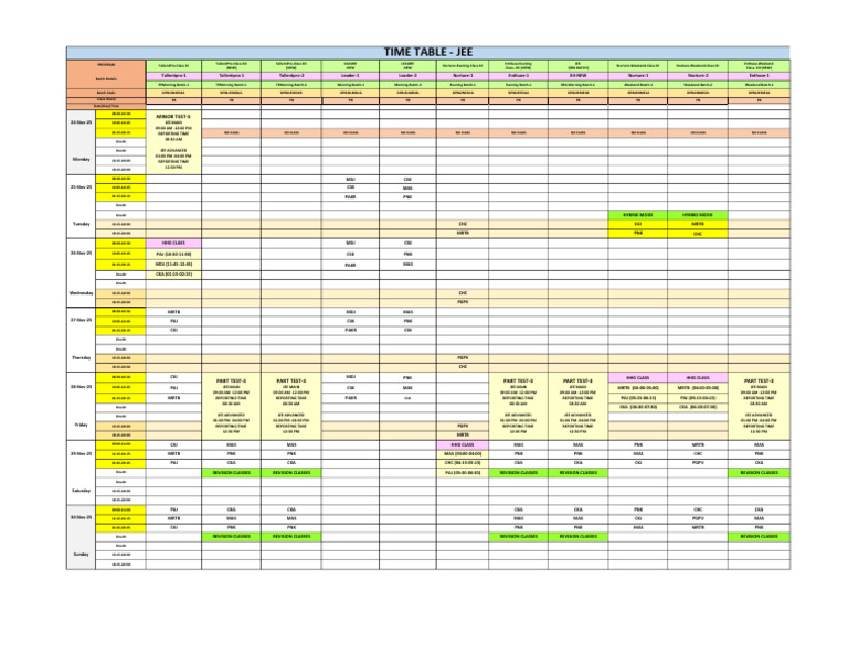 JEE _ Time Table 25th Nov -30th Nov 2025.. | PDF