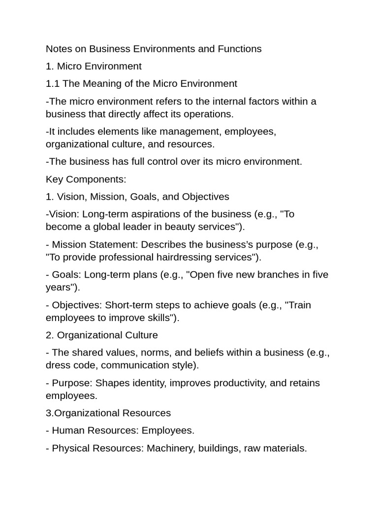Business Environments and Functions Overview | PDF | Business | Goal