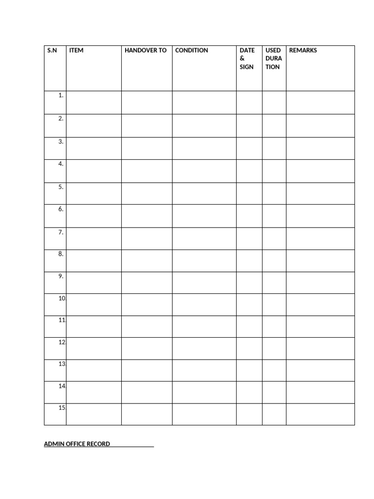 Admin Office Item Record | PDF