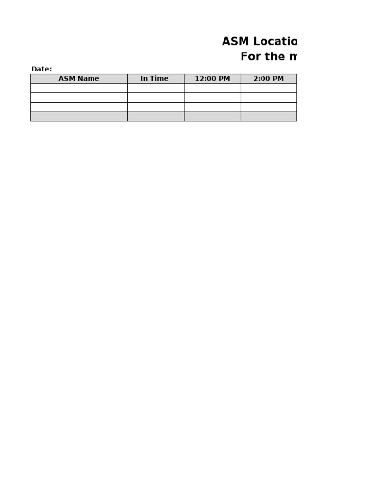 ASM Tracking Sheet | PDF
