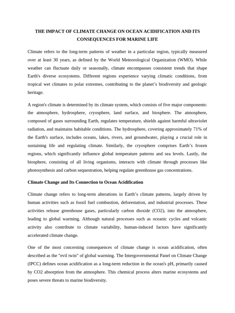 Climate Change and Ocean Acidification Effects | PDF | Ocean ...