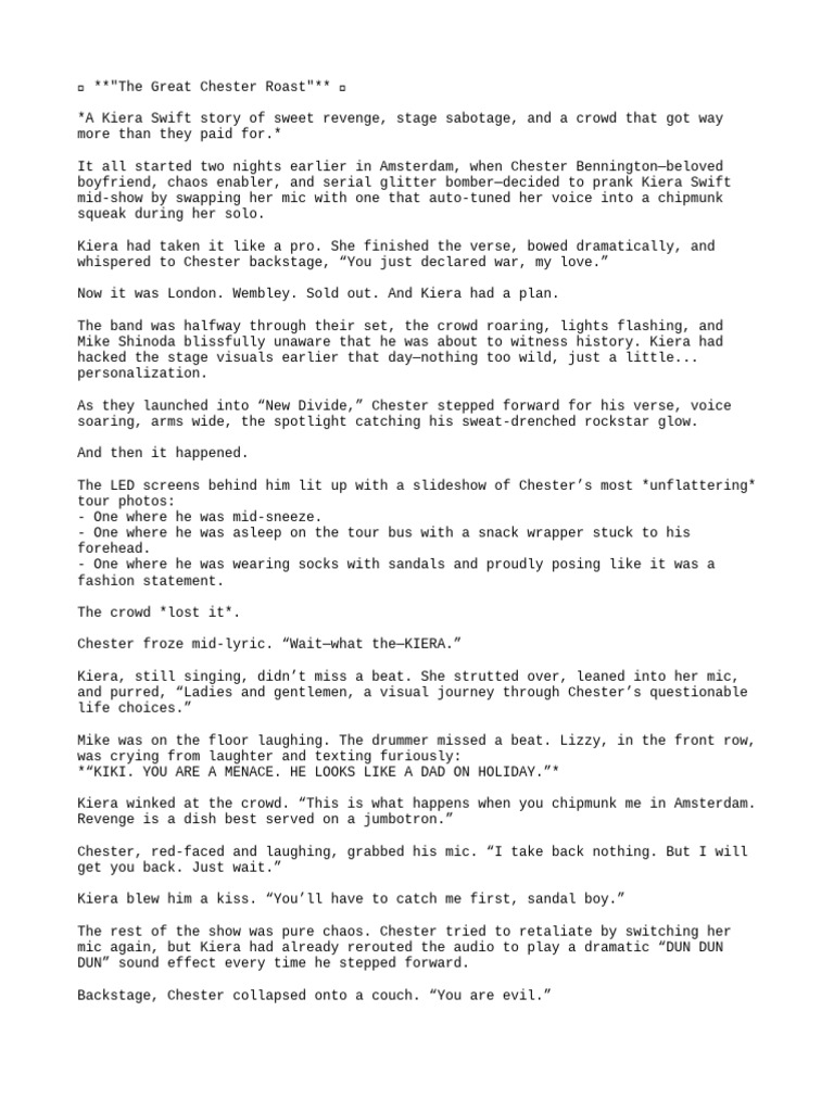 Kiera Swift's Epic Stage Prank on Chester | PDF