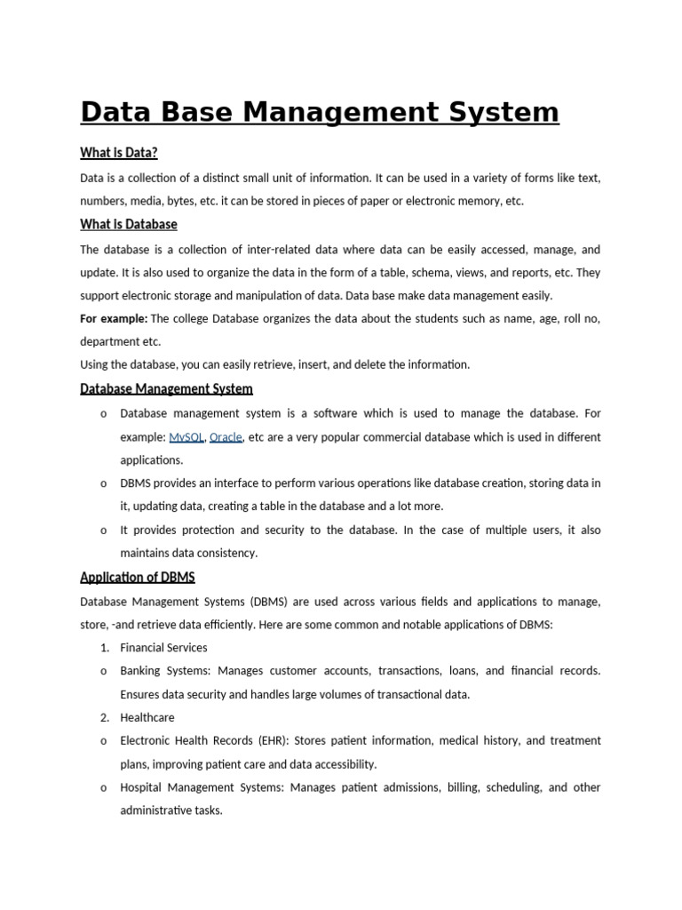 Data Base Management System Module 1&2 | PDF | Databases | Client ...