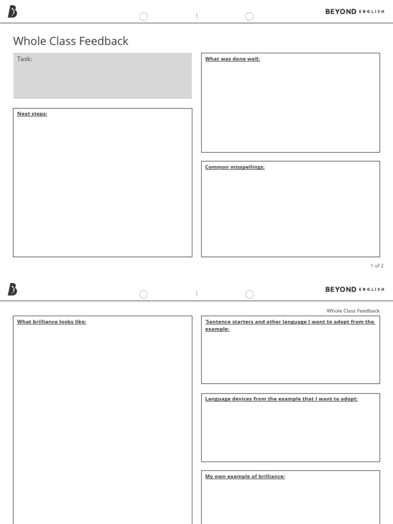 Whole Class Feedback Template (1) | PDF