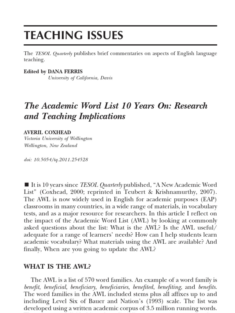 Academic Word List | PDF | English As A Second Or Foreign Language ...