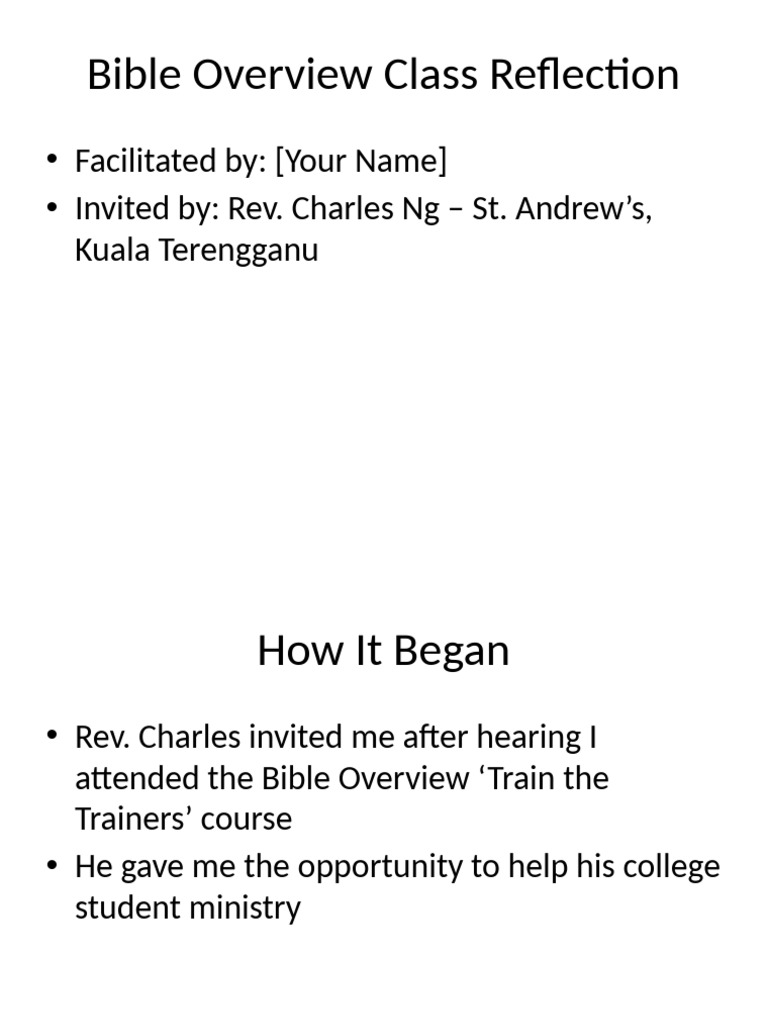 Bible Overview Reflection | PDF