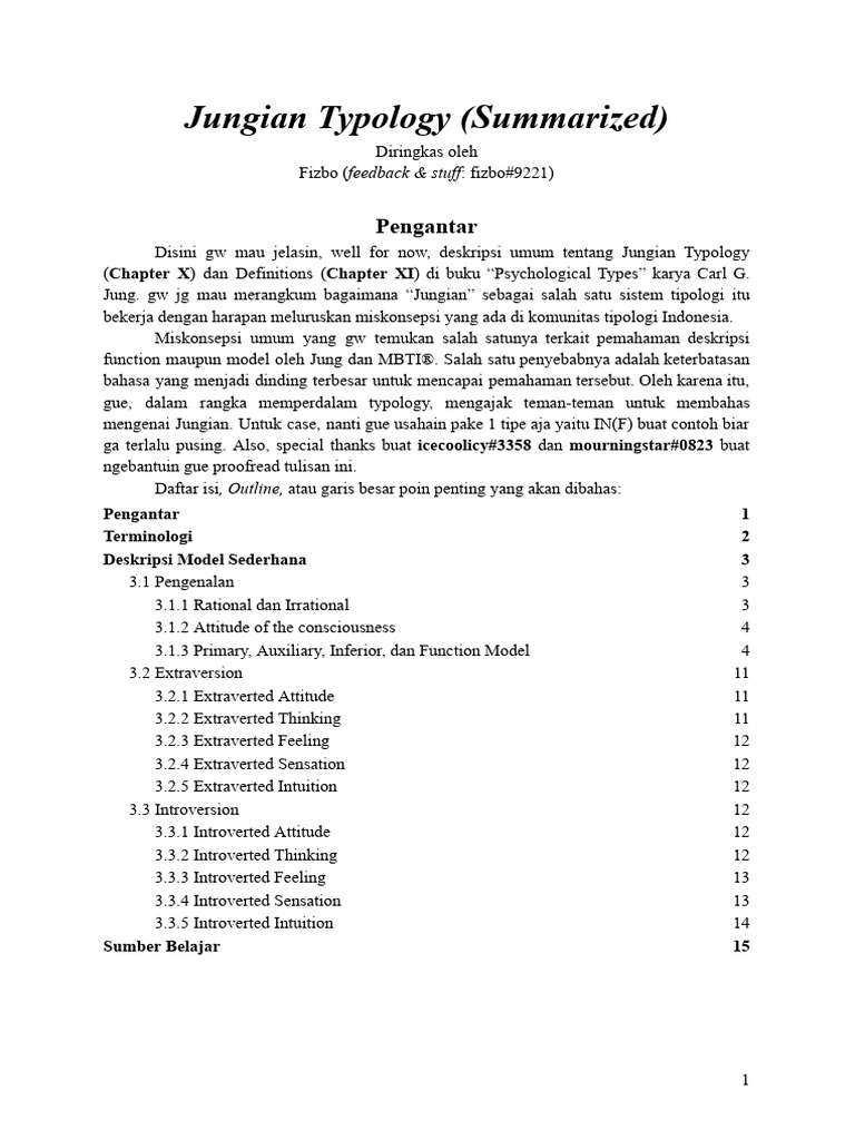 Jungian Typology Summarized_Indonesia | PDF