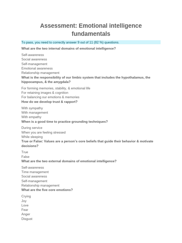 Emotional Intelligence Assessment Guide | PDF