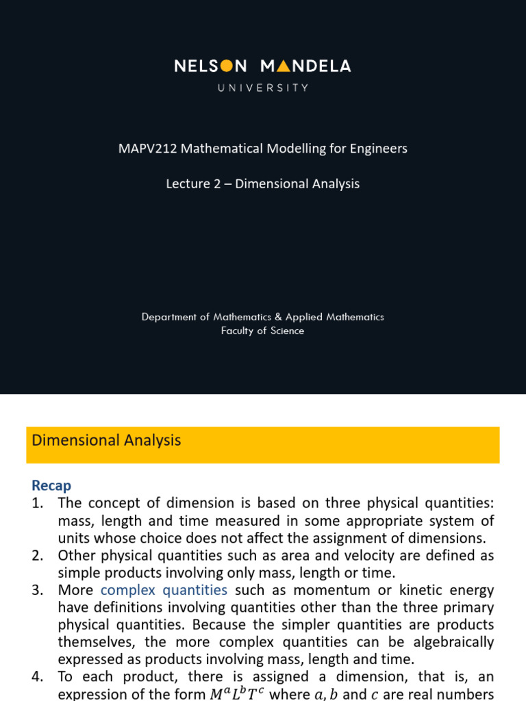 MAPV212 Chap 1 Lecture 2 - Dimensional Analysis 2 | PDF | Equations ...