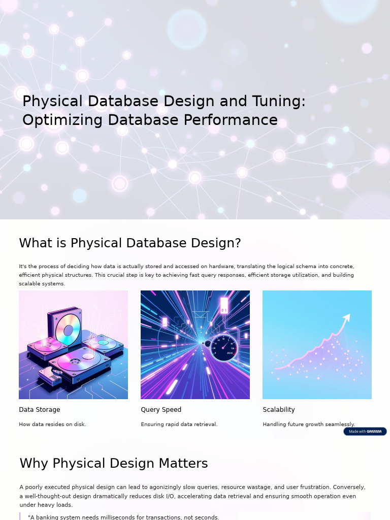 Physical Database Design and Tuning Optimizing Database Performance (2 ...