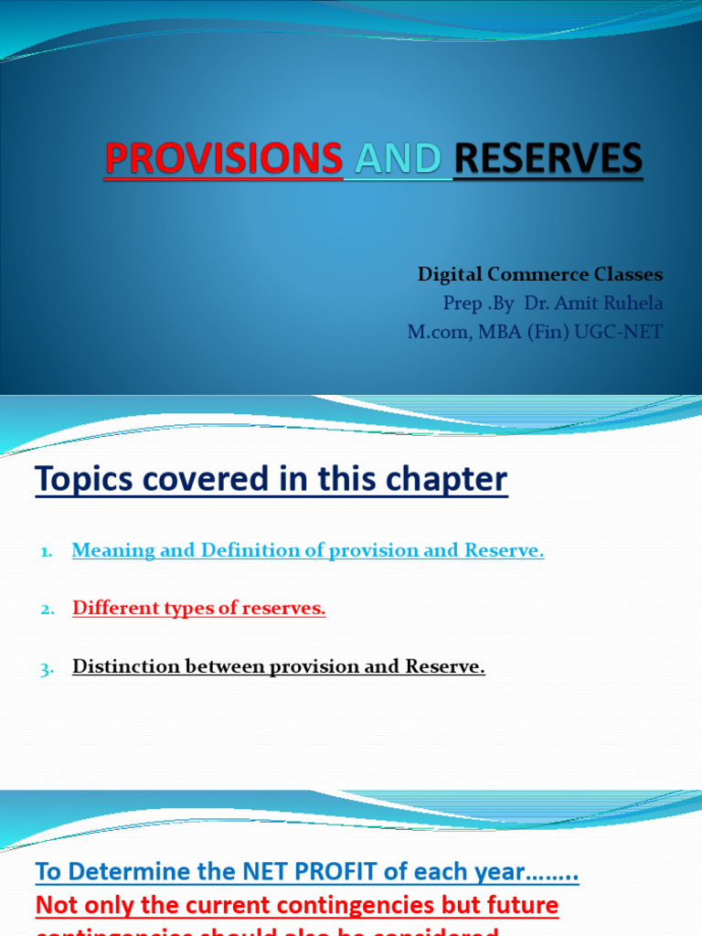 Chap 14....Provision and Reserve | PDF | Dividend | Revenue
