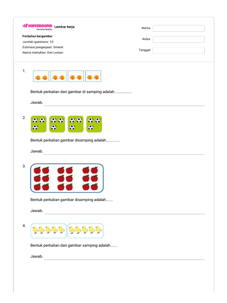 Perkalian bergambar _ Wayground | PDF
