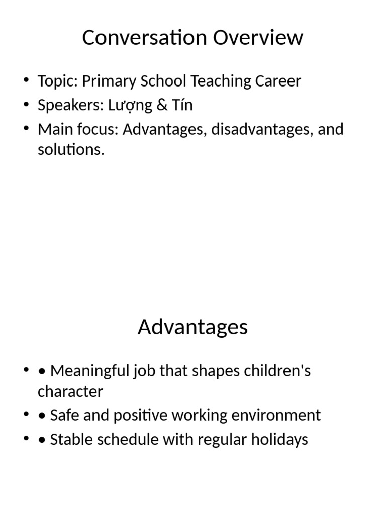 Primary Teacher Conversation Slides | PDF