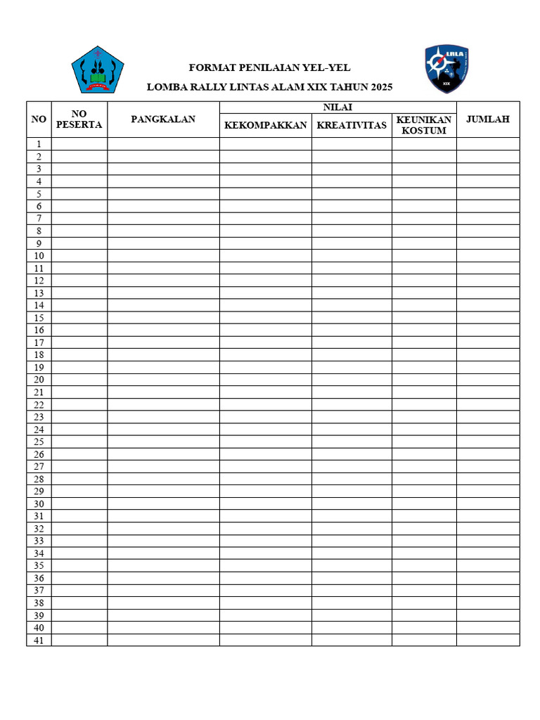 Format Penilaian Yel-Yel Xix | PDF