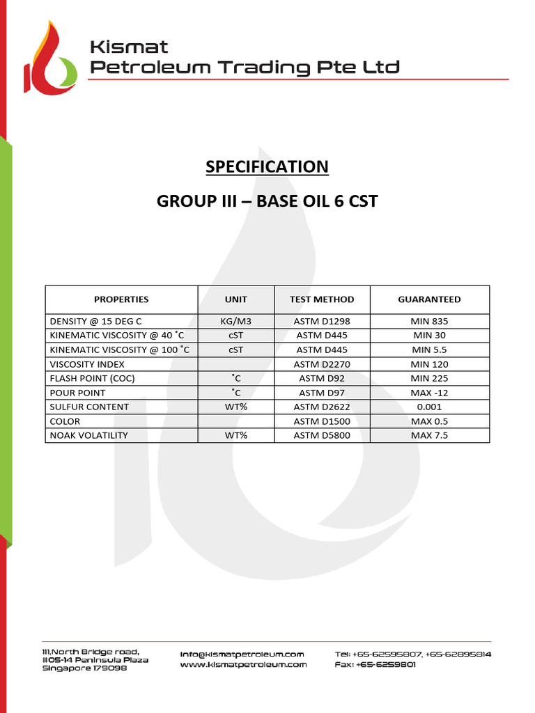 Base Oil 6cst (Group III) | PDF