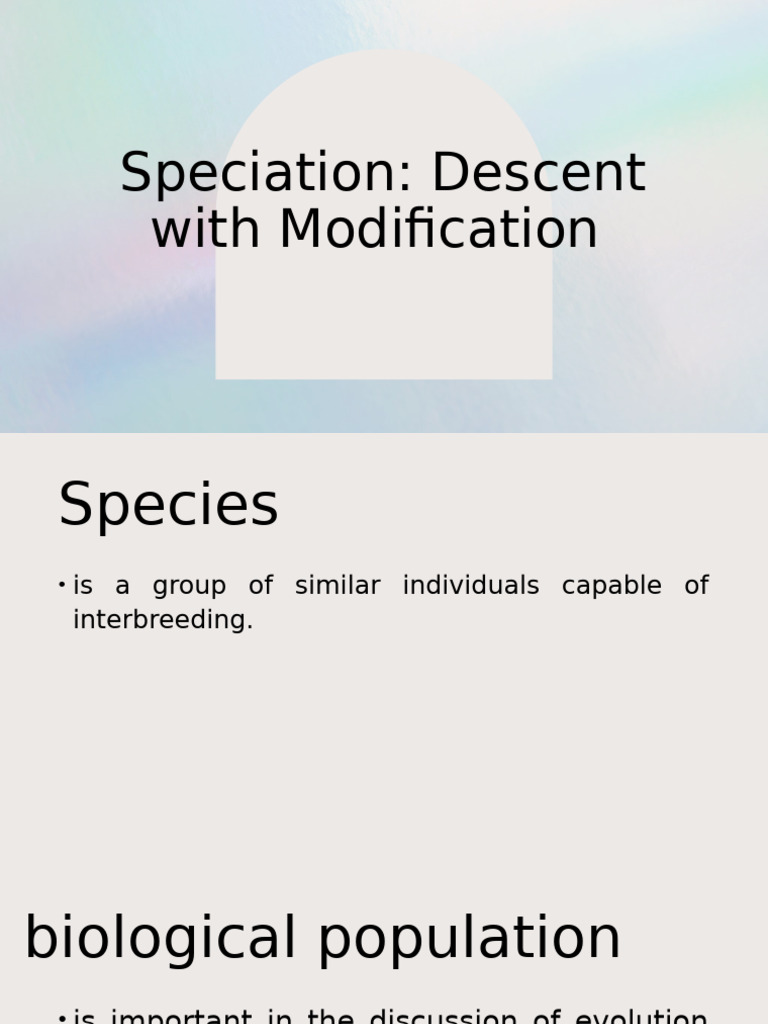 Speciation Descent With Modifications | PDF | Hybrid (Biology) | Evolution