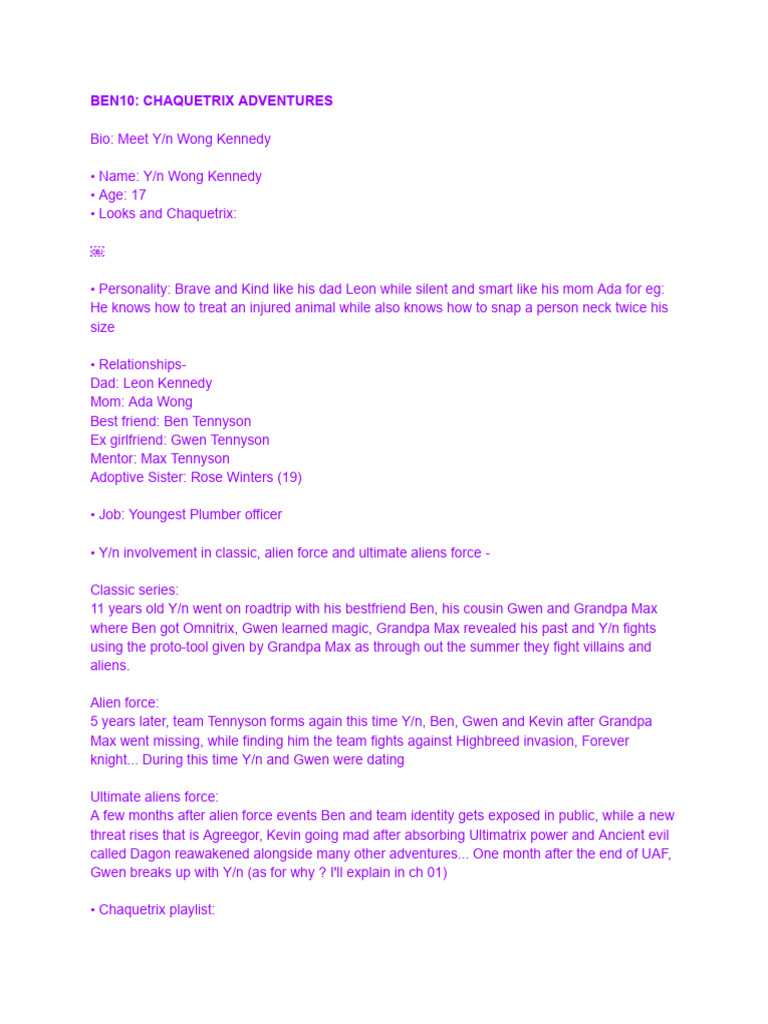 Y/n Wong Kennedy: Chaquetrix Saga | PDF