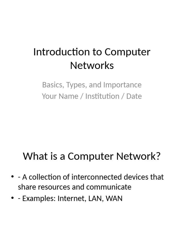 Introduction to Computer Networks | PDF