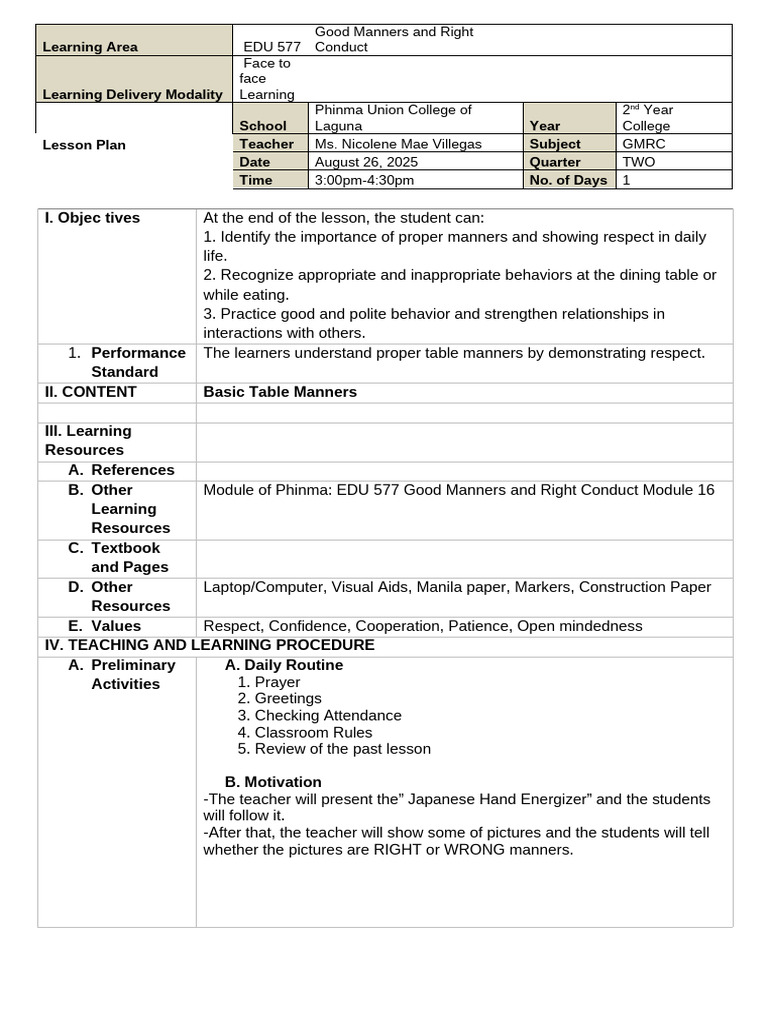 Lesson-plan-module 16 (1) (1) | PDF | Learning | Behavior Modification