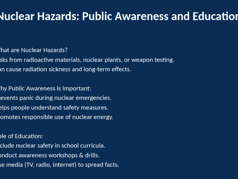 Nuclear Hazards: Awareness & Education | PDF