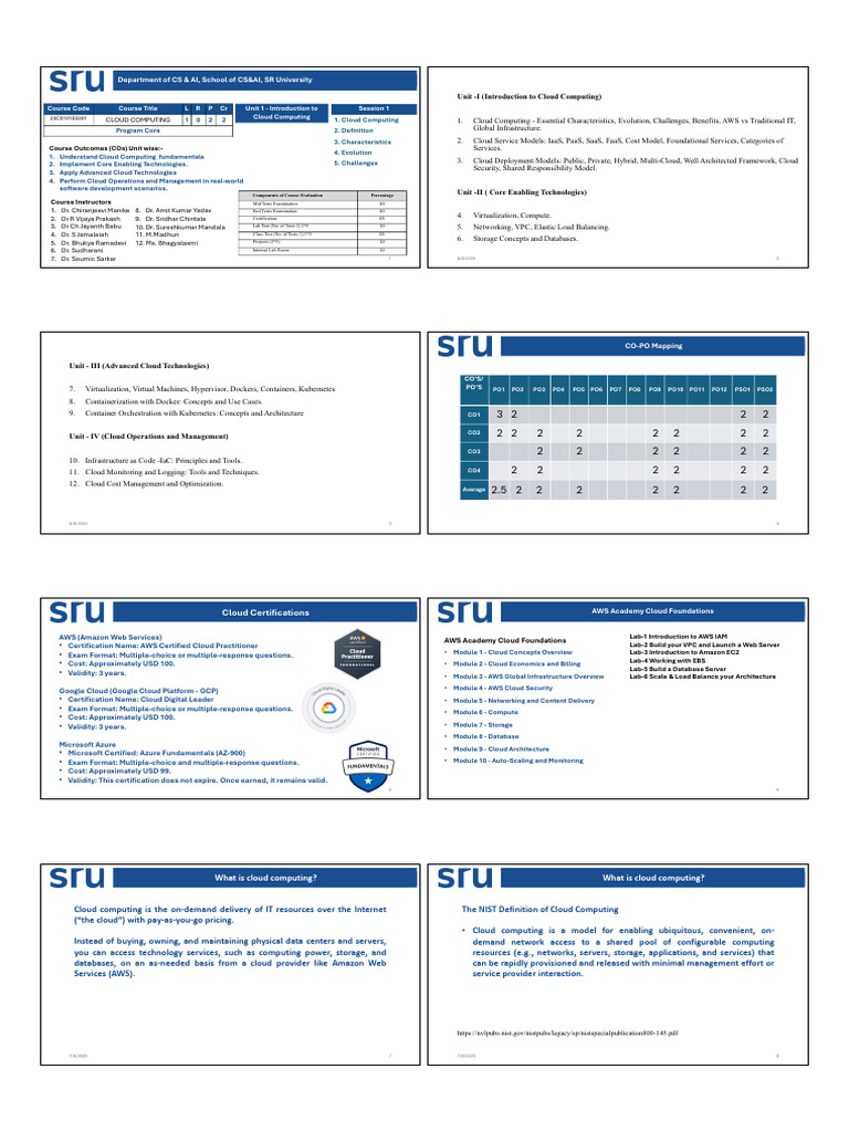 Cloud Computing Course Overview | PDF | Cloud Computing | Software As A ...