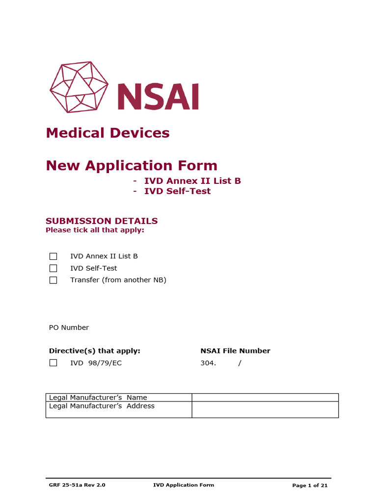 Medical Devices IVD New Application | PDF | Medical Device ...