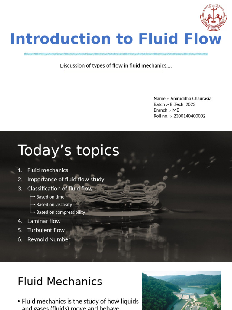 Introduction to Fluid Flow | PDF | Fluid Dynamics | Gases