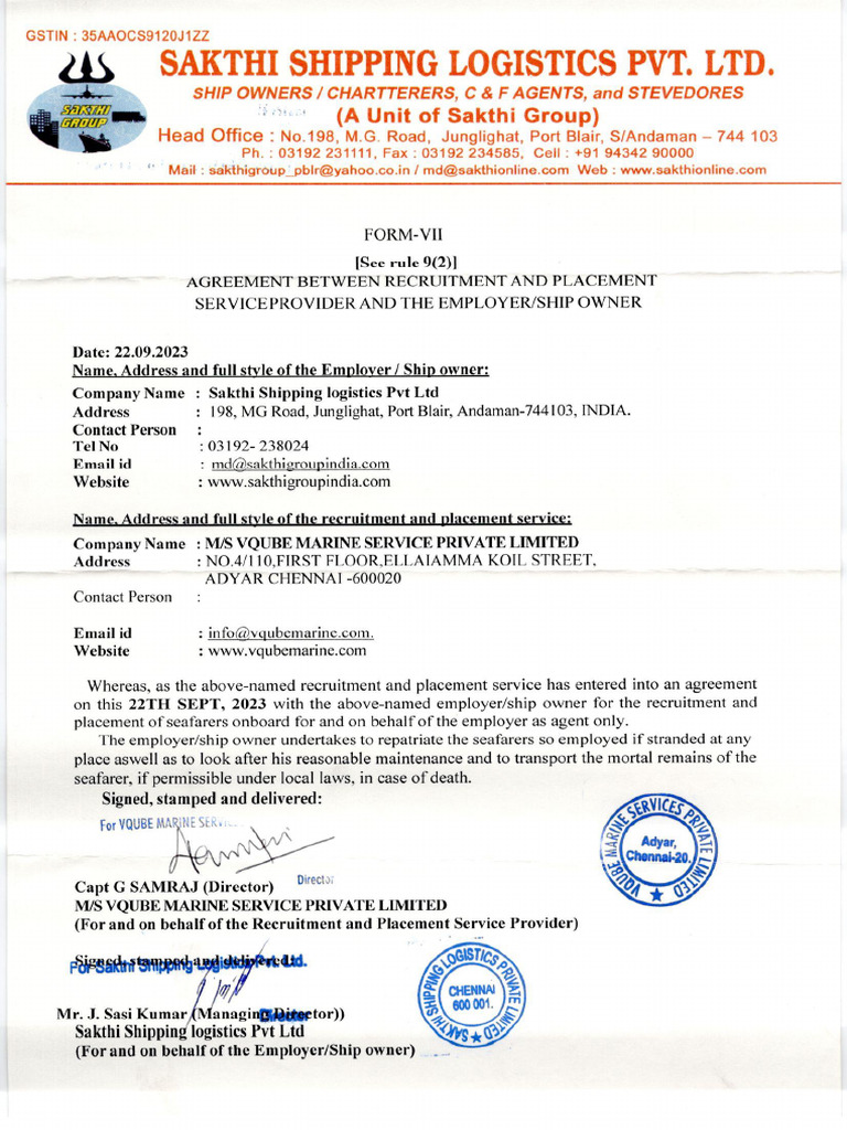 Form VII & Manning Agreement 24-7-24 | PDF