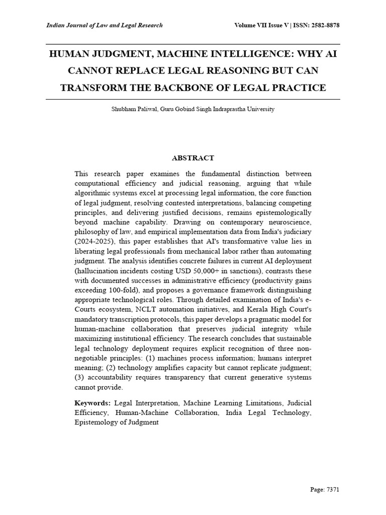 AI in Law: Enhancing, Not Replacing Judgment | PDF | Artificial ...