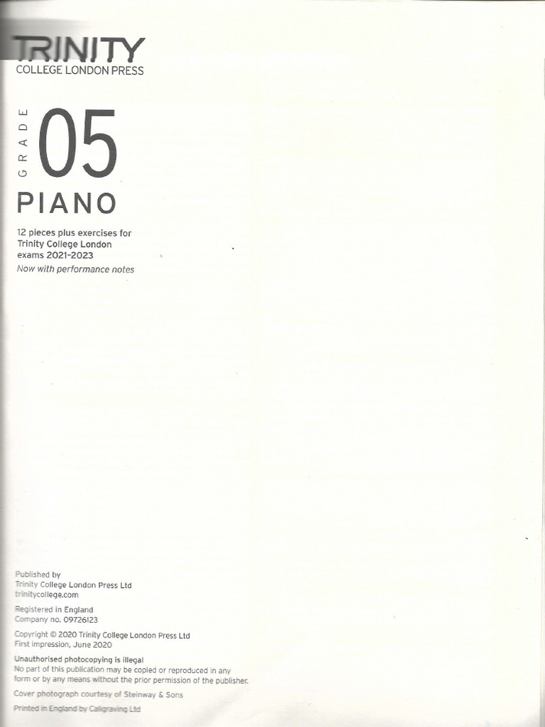 Trinity Grade 5 Piano Book - 103628 | PDF