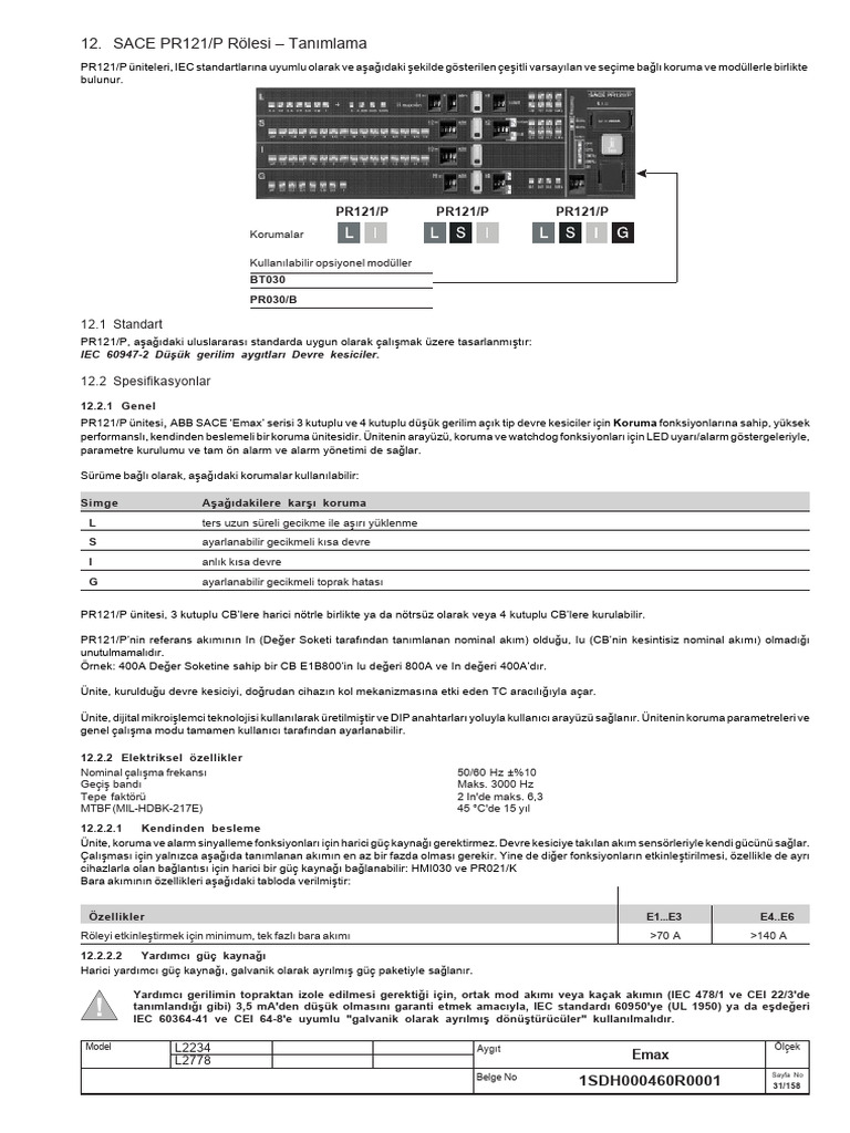 Emax Air Circuit Breakers - PR121 Rölesi | PDF