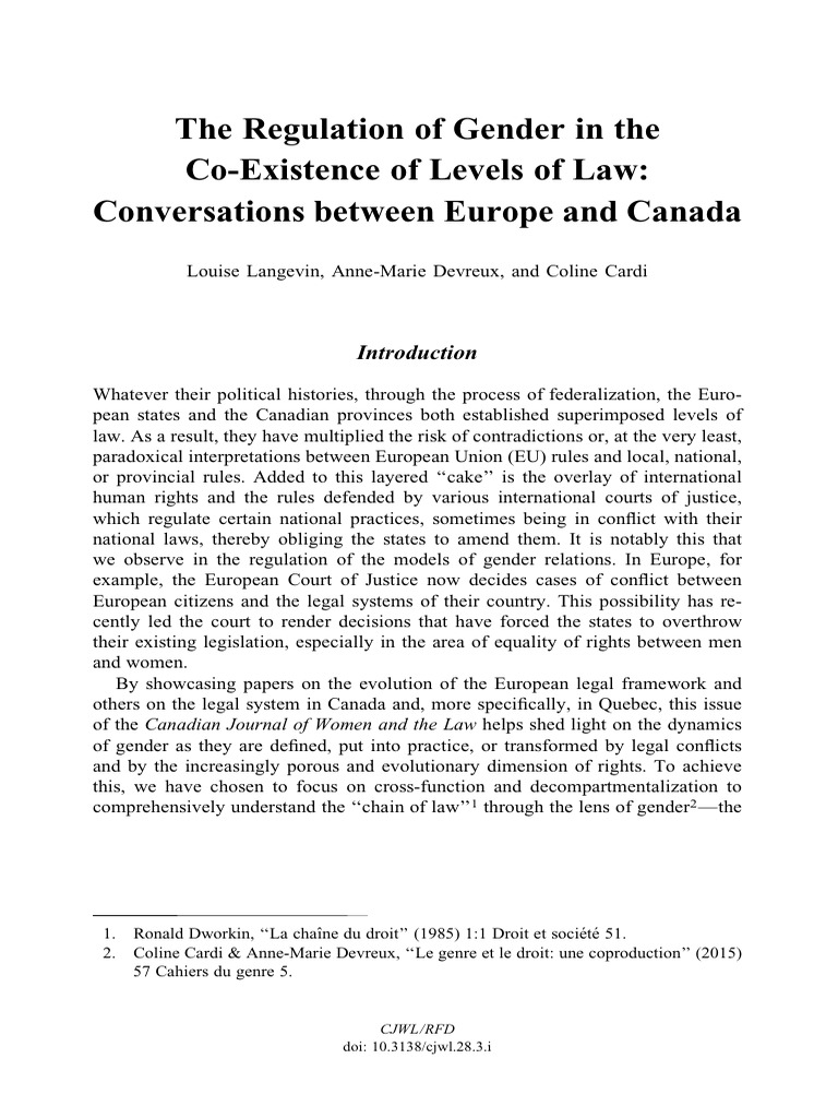 Gender Law Regulation in Europe and Canada | PDF | Gender | Gender Studies