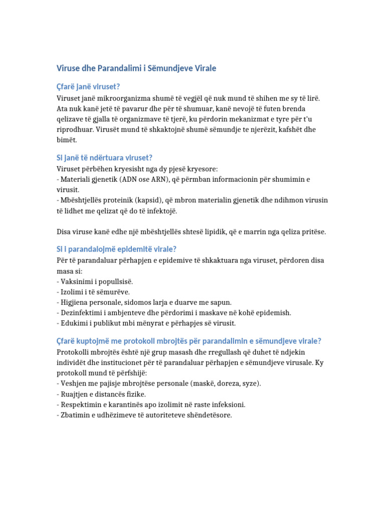 Viruse Dhe Parandalimi | PDF