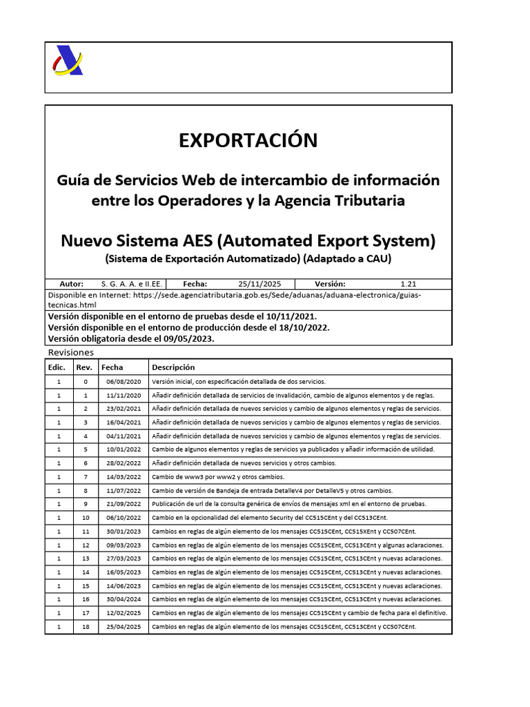 Guía de Exportación AES: Versión 1.21 | PDF | aduana | Red mundial