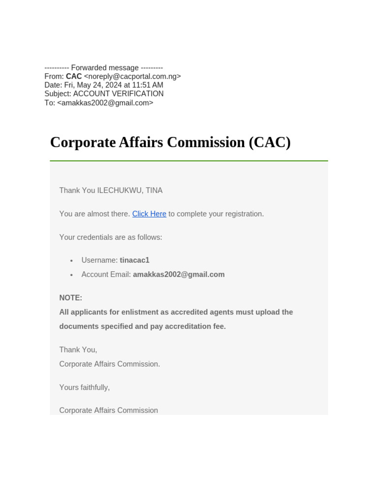 Corporate Affairs Commission (CAC) | PDF