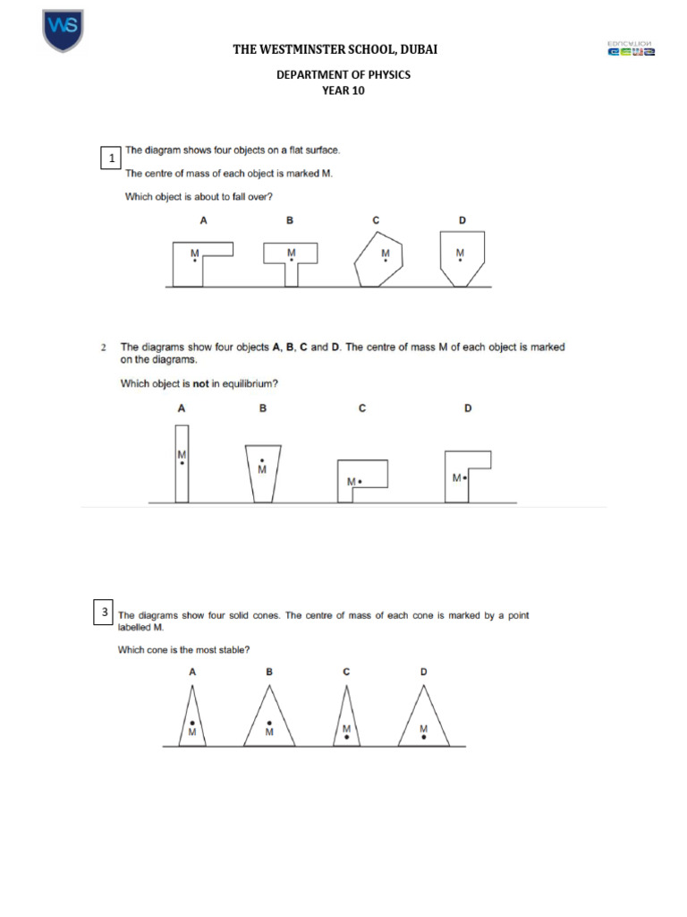 Center of Gravity Work Sheet With Answer (1) | PDF