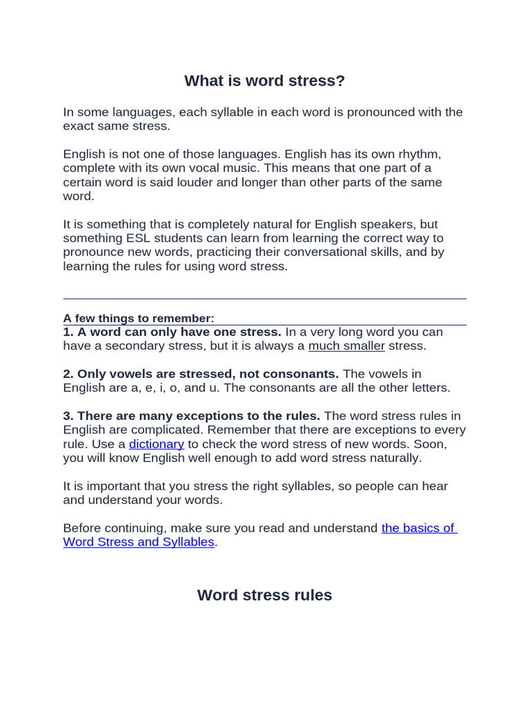 Understanding English Word Stress Rules | PDF | English Language | Word