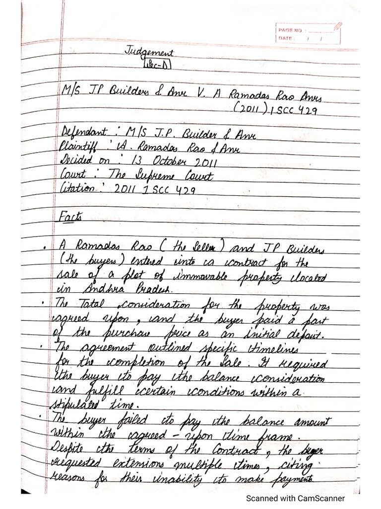 Judgement.. Ms Jp Builder & and v. a Ramadas Rao & Anrs | PDF