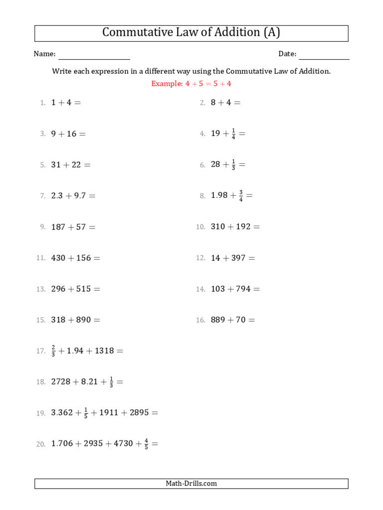 Commutative Law of Addition Exercises | PDF | Chess | Chess Openings